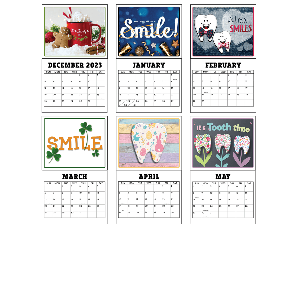 Dental Wall Calendar (DWALLCAL) | Purchase Folding Wall Calendars for ...
